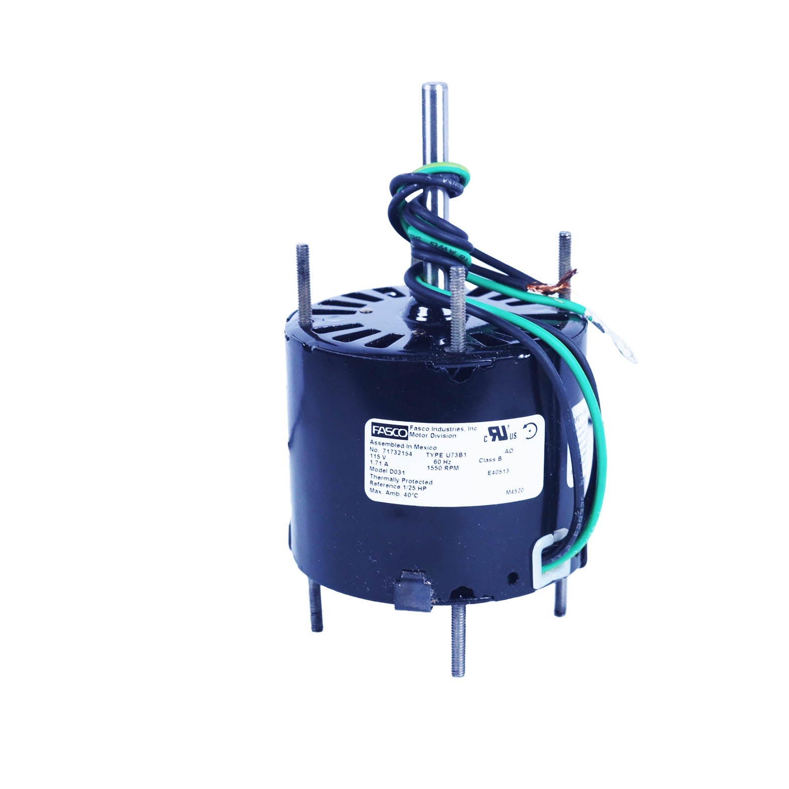 Fasco D031 Motor | 1/25 hp 1550 RPM CCW 3.3" Diameter 115V Fasco D031 ...